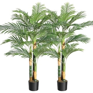 2Pc 5FT Artificial Golden Cane Palm Tree,Uv Resistant Fake Plant - Bed ...