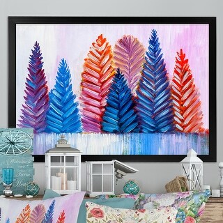 Designart "Abstract Christmas Trees" Traditional Framed Christmas Wall ...