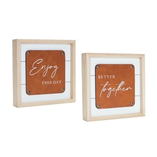 Framed Leather Sentiment Wall Decor (Set of 2) - Bed Bath & Beyond ...