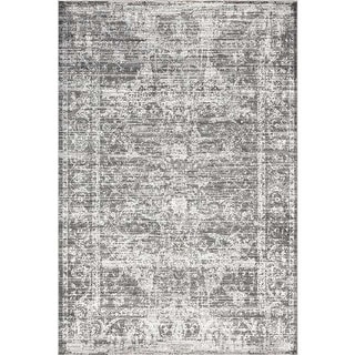 Raina Charcoal Grey And Ivory Traditional Distressed Rug - Bed Bath ...