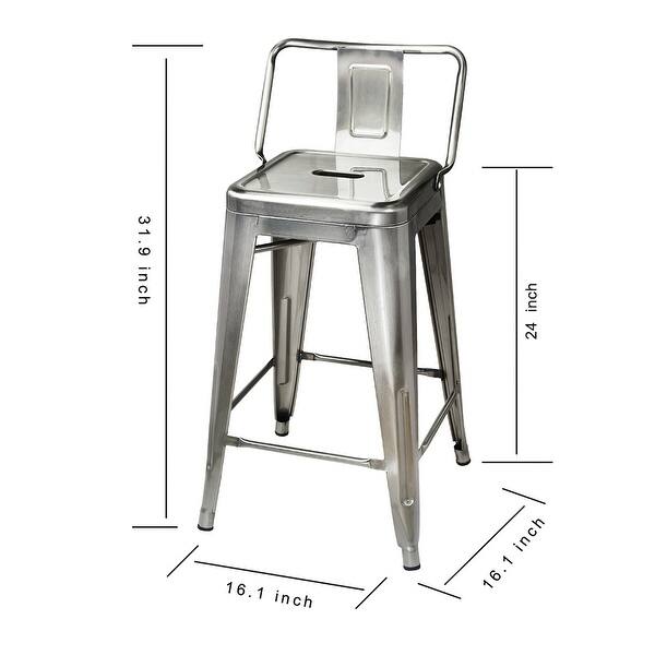 Gunmetal 24" Counter height Low Back Metal Stool-Set of 4 - Bed Bath ...
