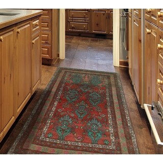 Noori Rug Fine Vintage Distressed Haideh Rust/Turquoise Rug - 3'1" x 5 ...