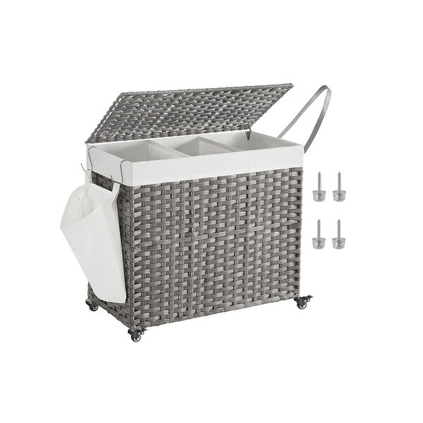 Triple laundry hamper with lid store