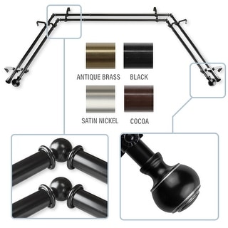 InStyleDesign Vesper 13/16" Double Bay curtain rod 20"-36", 38"-72 ...