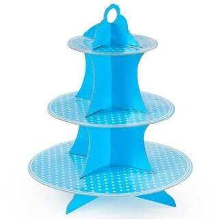 Blue Polka Dot 3 Tier Cupcake Stand, 14in Tall by 12in Wide - 12" x 12 ...