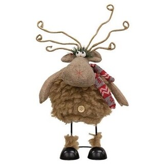 Taupe Felt Fluffy Brown Fabric Standing Moose with Black Metal Legs ...