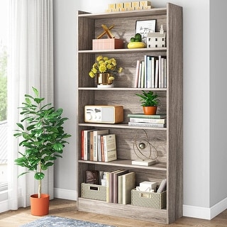 Industrial 72-inch Tall Bookcase 6-Tier Gray Library Bookshelf - Bed ...