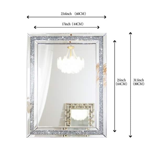 Glam Crystal Accent Mirror Diamond Inlay Wall Mirror - Bed Bath ...