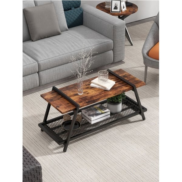Rustic brown coffee tables mdf tea tables modern nesting tables - Bed ...