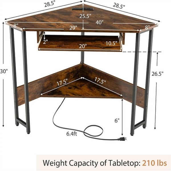 Triangle Computer Desk with Power Outlets - Bed Bath & Beyond - 39907664