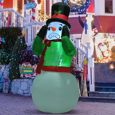 HOMCOM Blow-Up 7 ft. Shivering Snowman Inflatable Christmas Decoration ...
