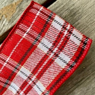 White And Red Plaid On Linen Wired Ribbon - Bed Bath & Beyond - 36880065