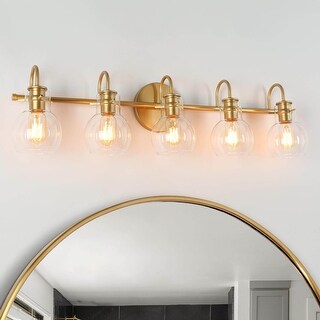 Carson Carrington Modern 3/5-Light Bathroom Vanity Lights Glass Wall ...