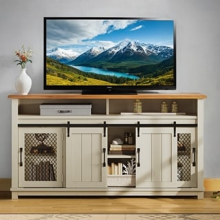 Moasis Farmhouse TV Stand for 73 Inch TV Media Console Entertainment ...