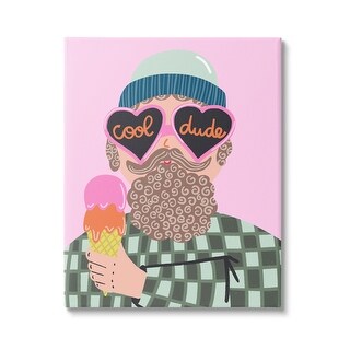 Stupell Cool Dude Whimsical Man Checkered Pattern Ice Cream Canvas Wall ...