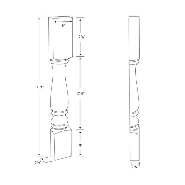 35-1/4" x 5" x 2-3/8" Maple Plain Half Round Kitchen Island Leg - Bed ...