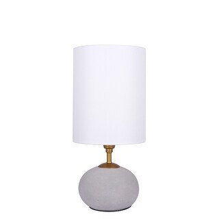 Cement Table Lamp, Concrete Base with Long White Fabric Drum Shade ...