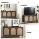 Ulysses Farmhouse 56"W Storage 3-Door Rattan Sideboard with Adjustable ...