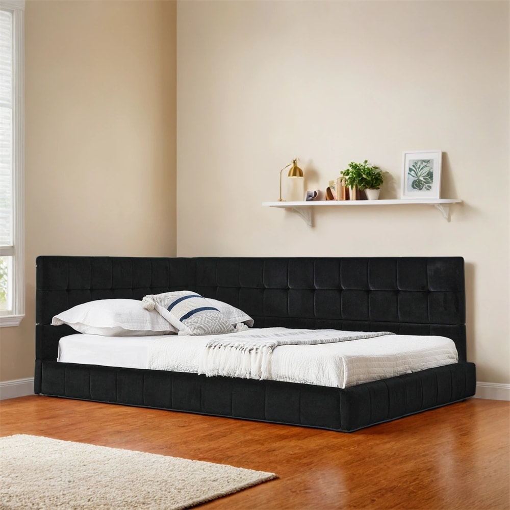 Full Size Upholstered Tufted Bed Frame Sofa Bed Frame with Backrest On Sale Bed Bath Beyond 41246512