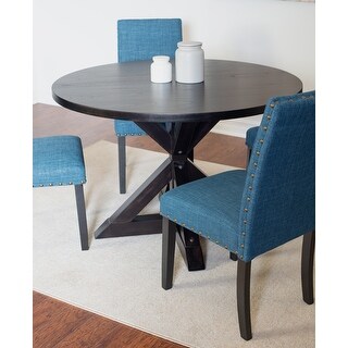 Cross-Buck Dining Table with 4 Nailhead Trim Chairs, Blue - Bed Bath ...