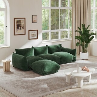 Sectional Sofa Chenille Fabric Sofa Lounge Couch with Ottoman - On Sale ...