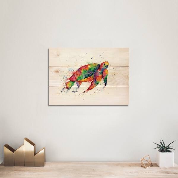 Watercolor Rainbow Turtle Wood Art Print - Bed Bath & Beyond - 35453403