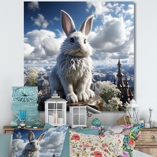 Designart "Mighty Rabbit Mountain Top" Rabbit Animal Wall Art - Bed ...