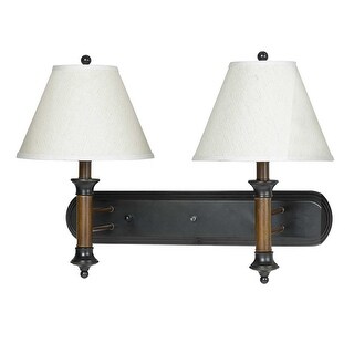 Metal Frame Dual Wall Lamps with Fabric Conical Shade, White and Brown ...