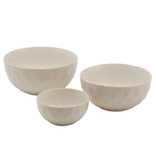 Tabletops Gallery 3 Piece Diamond Embossed White Bowl Set - 8", 7" & 5 ...