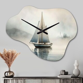Designart - Boat On The Lake I - Coastal Boat Wall Clock in Cloud Shape ...
