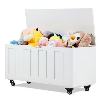 Wooden Storage Bench with Wheels and U-Shaped Cut-Out Pull - Bed Bath ...