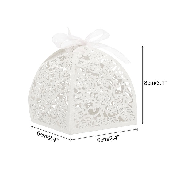25Pcs Paper Hollow Laser Cut Wedding Favor Candy Boxes with Ribbon ...