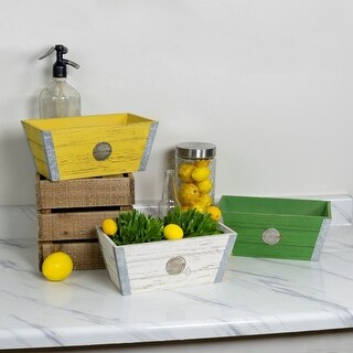 Lemonade Planter Set/3 Metal Wood - 11.75 x 5.00 x 6.75in - Bed Bath ...