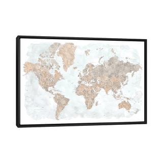iCanvas "Highly Detailed Watercolor World Map, Calista" by blursbyai ...