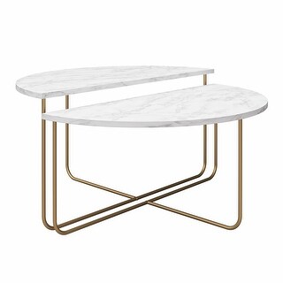 Athena Coffee Table, White Marble - Bed Bath & Beyond - 37511344