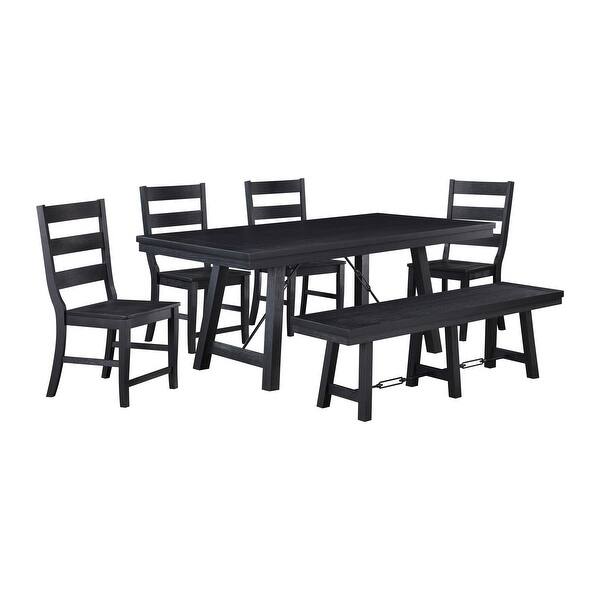 Claire Black 6-piece Rectangular Trestle Table Dining Set - Bed Bath ...