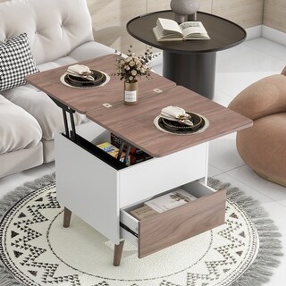 Square Multi-functional Side Table Lift Top Coffee Table w/Drawers ...