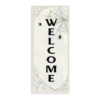 Stupell Spooky Spiderweb Welcome Sign Festive Halloween Greeting Wood ...