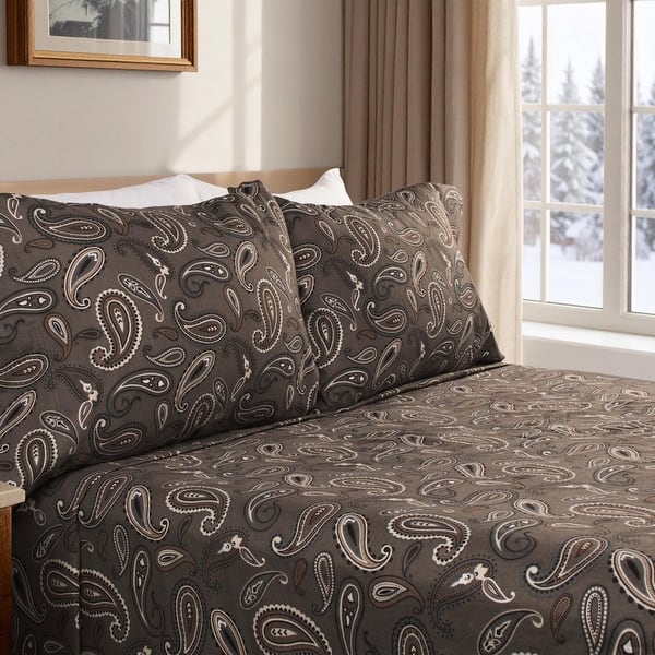 dark brown patterned sheets