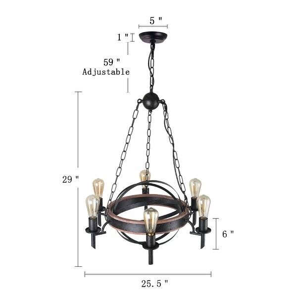 Anmytek Globe Chandelier Light Industrial Metal Chandelier Retro Castle ...