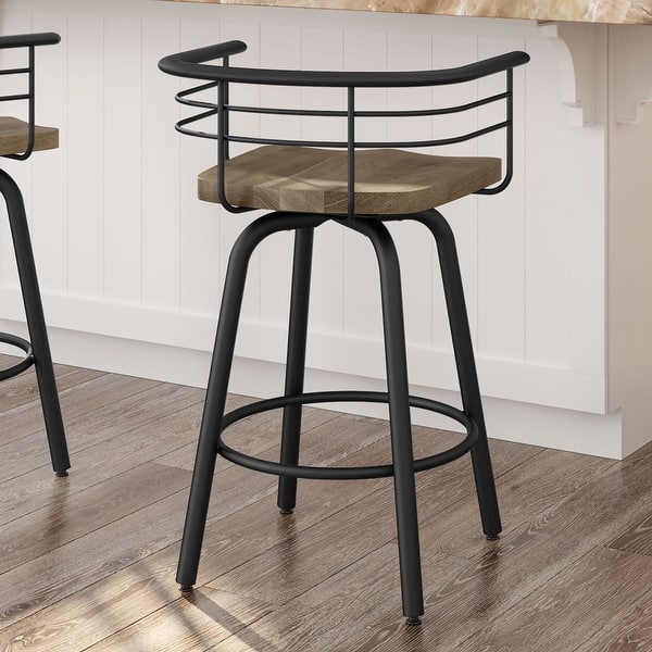Amisco Brisk Swivel Counter Stool with Distressed Wood Seat - Bed Bath ...