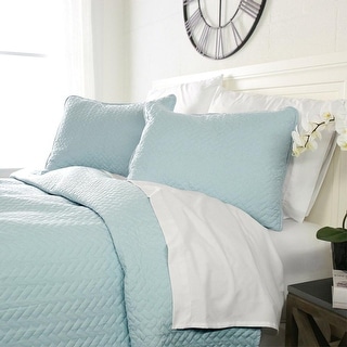 3pc Full/Queen Luxury Herring Quilted Coverlet Set Cool Blue - Bed Bath ...