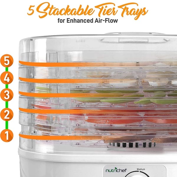 PKFD06 Kitchen Countertop 5 Tray Rack Electric Food Dehydrator Machine ...