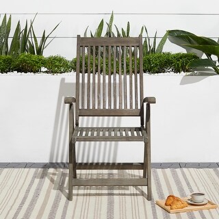 Outdoor Hand-scraped Wood 5-Position Reclining Chair - Bed Bath ...