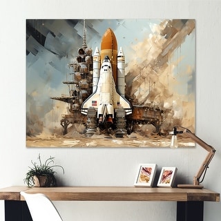 Designart "Abstract Space Shuttle Launch I" Space Shuttle Wall Art ...