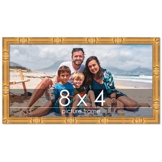 8x4 Bamboo Gold Complete Wood Picture Frame with UV Acrylic, Foam Board ...