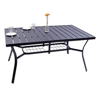 59 in. x 38 in. x 28 in. Rectangle Patio Dining Table to 6-People-Metal ...