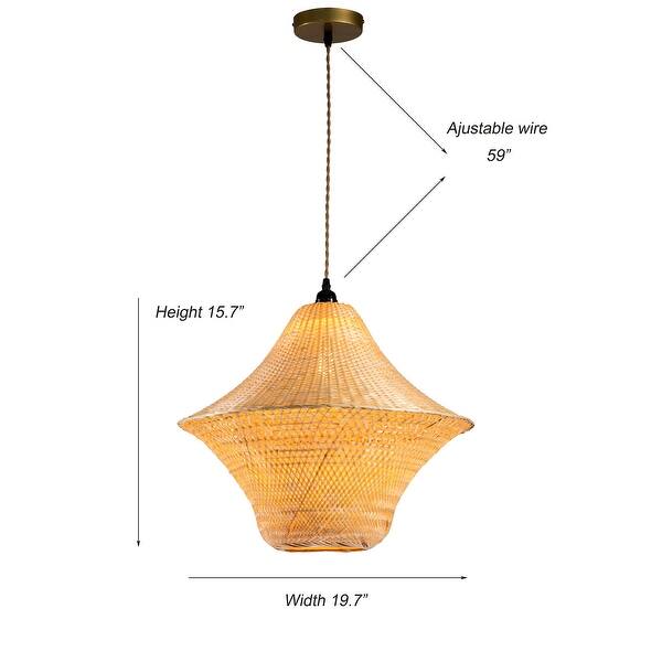 Geometric Rattan Pendant Light 19.7 in. - Bed Bath & Beyond - 34442723