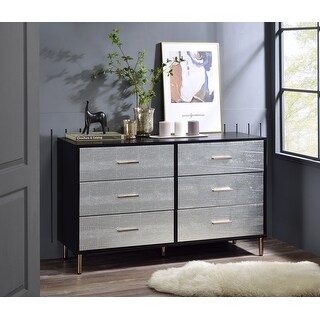 6-Drawer Solid Wood Double Dresser, Storage Cabinet with Slatted Drawer ...