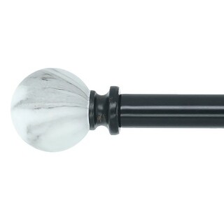 Meriville 3/4" Diameter Single Window Curtain Rod, White Marble Ball ...